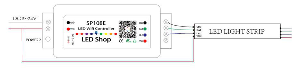 SP108E WiFi LED Controller for Addressable Digital Dream Color RGB LED ...
