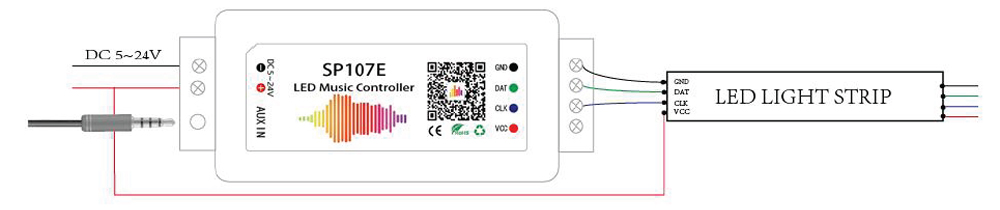 SP107E Bluetooth Music Controller for Addressable LED Strip WS2811 WS2812B WS1813 SK6812 UCS1903 ...