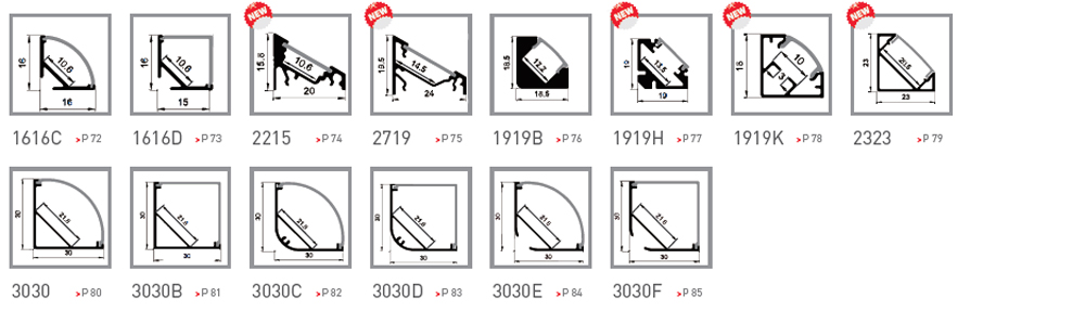 1616 Corner Angular LED Aluminum Profile for LED Strip Lights from ...